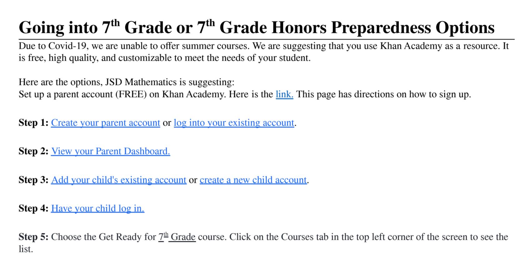 Parents & Students – Secondary Mathematics